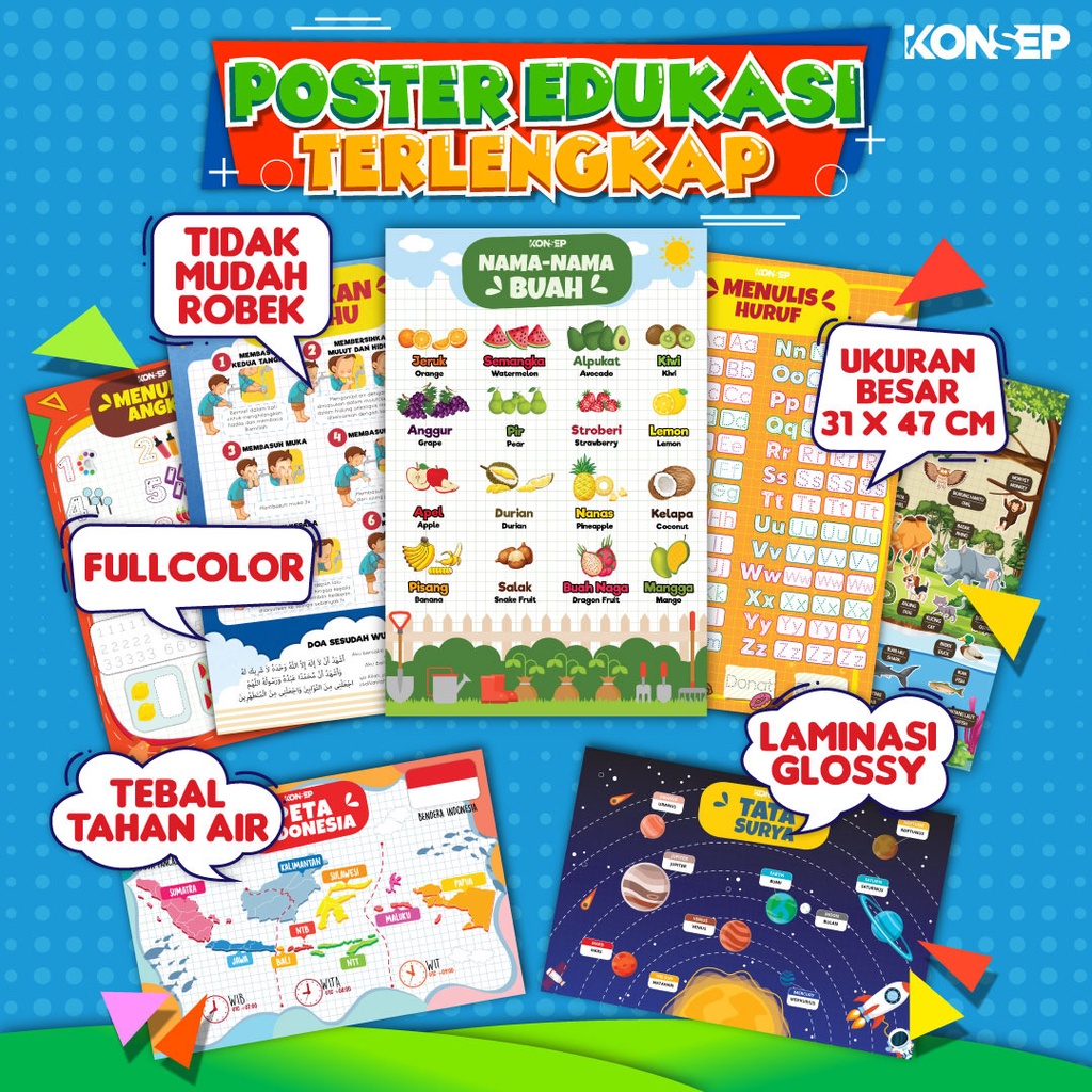 Jual KONSEP POSTER EDUKASI ANAK / POSTER EDUKASI [LIVE] | Shopee Indonesia