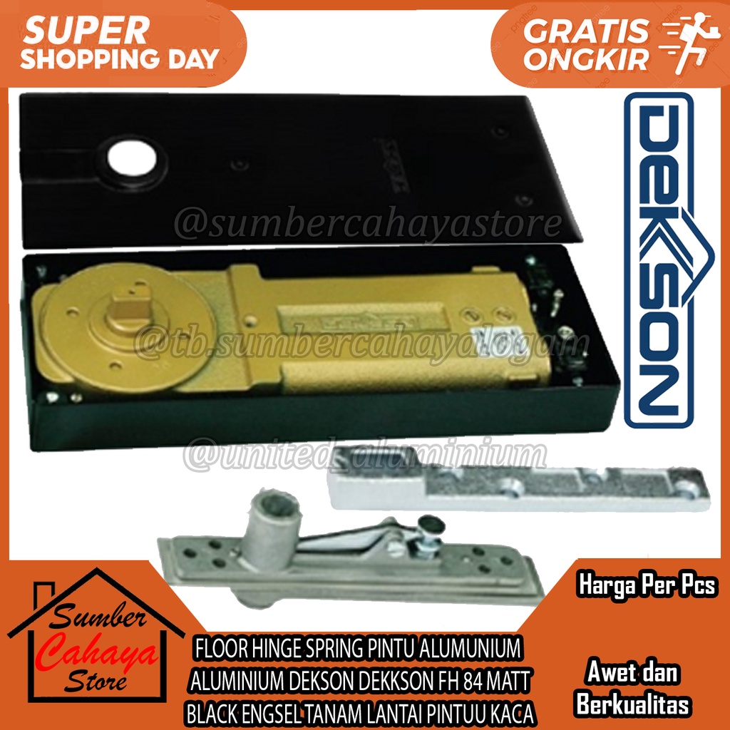 Jual FLOOR SPRING HINGE FH 84 & FH 84 BD MATT BLACK PINTU ALUMUNIUM ...