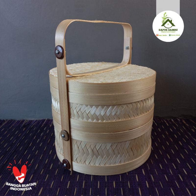 Jual Rantang Bambu Bulat/Tenong Bambu Ukuran Diameter 25 Susun 2 ...