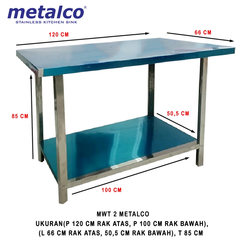 Jual Meja Stainless Steel Metalco MWT2 [850] Dapur Kitchen | Shopee ...