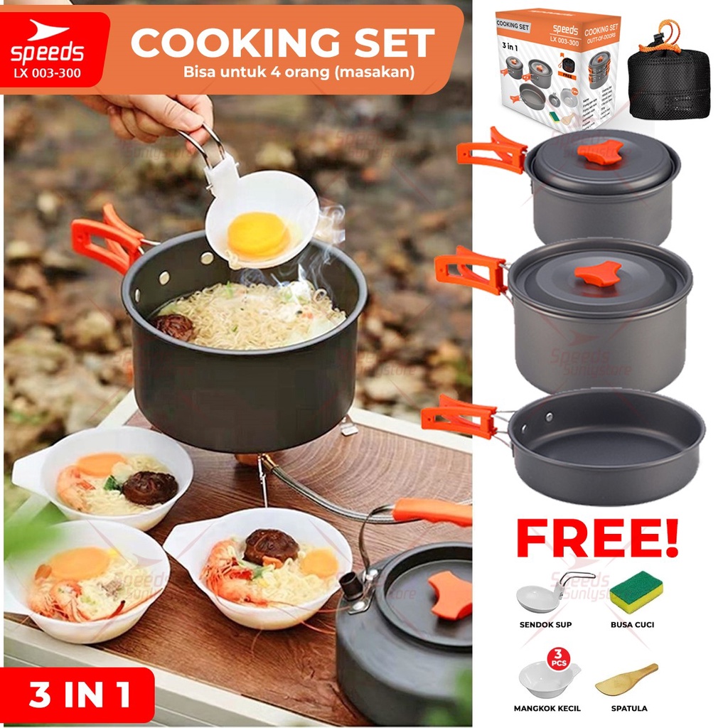 Jual SPEEDS Alat Masak Set Mini Camping Cooking Set 2-3 Orang Nesting ...