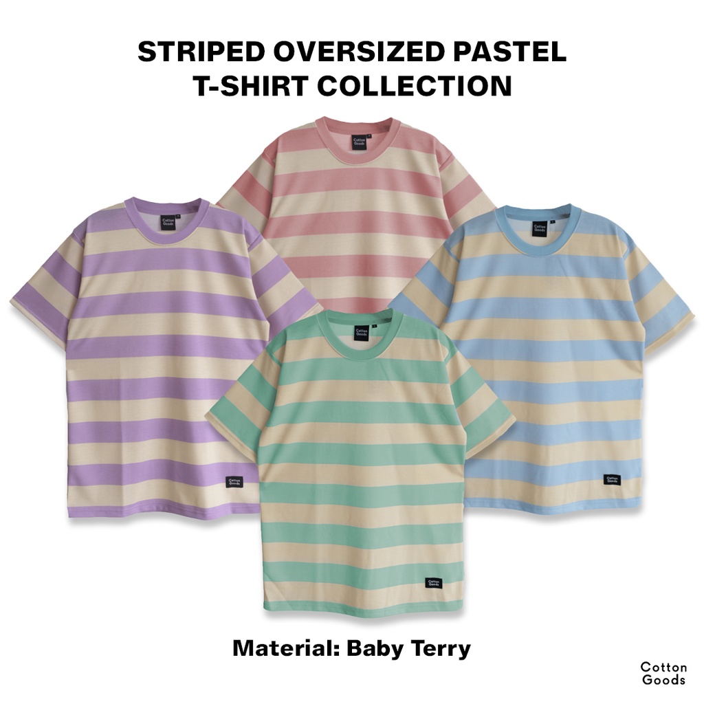 Jual Cotton Goods Kaos Striped Oversized Baby Terry Pastel | Shopee ...