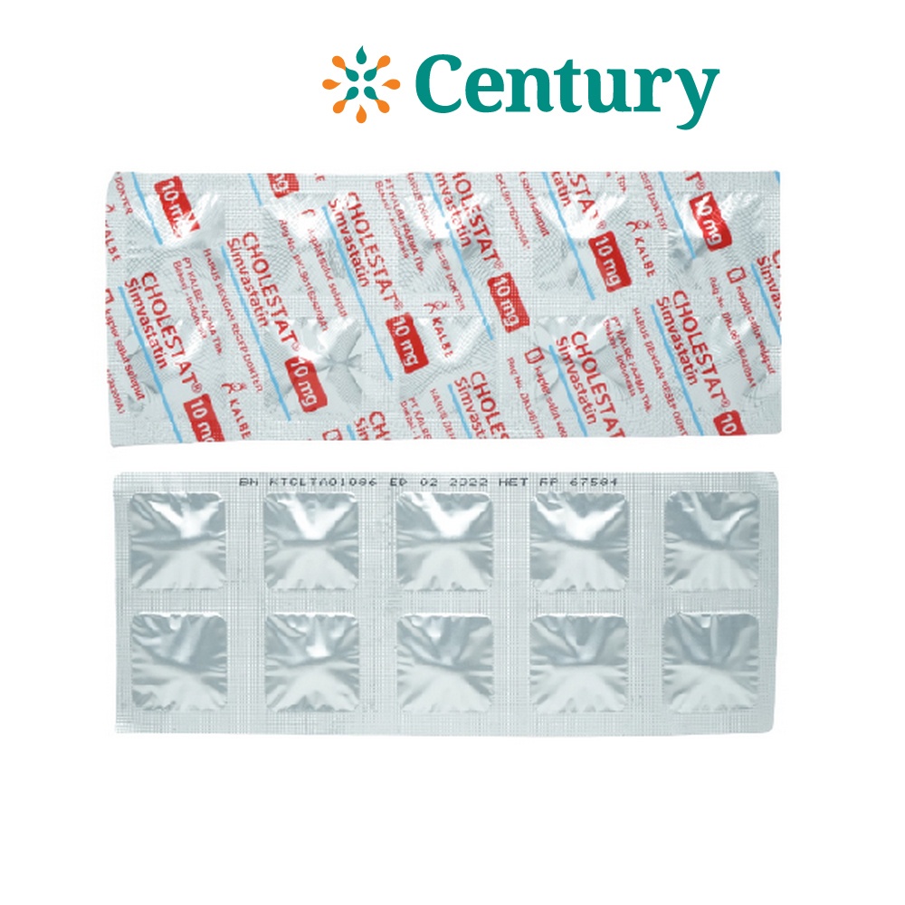 Jual CHOLESTAT 10MG 1 STRIP ISI 10 TABLET / SIMVASTATIN / OBAT ...