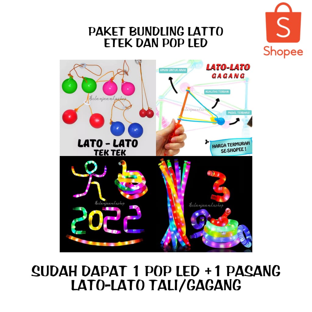 Jual Lato Lato Matic Gagang + Pop Light Led Obral/ Etek Etek Tali Latto ...