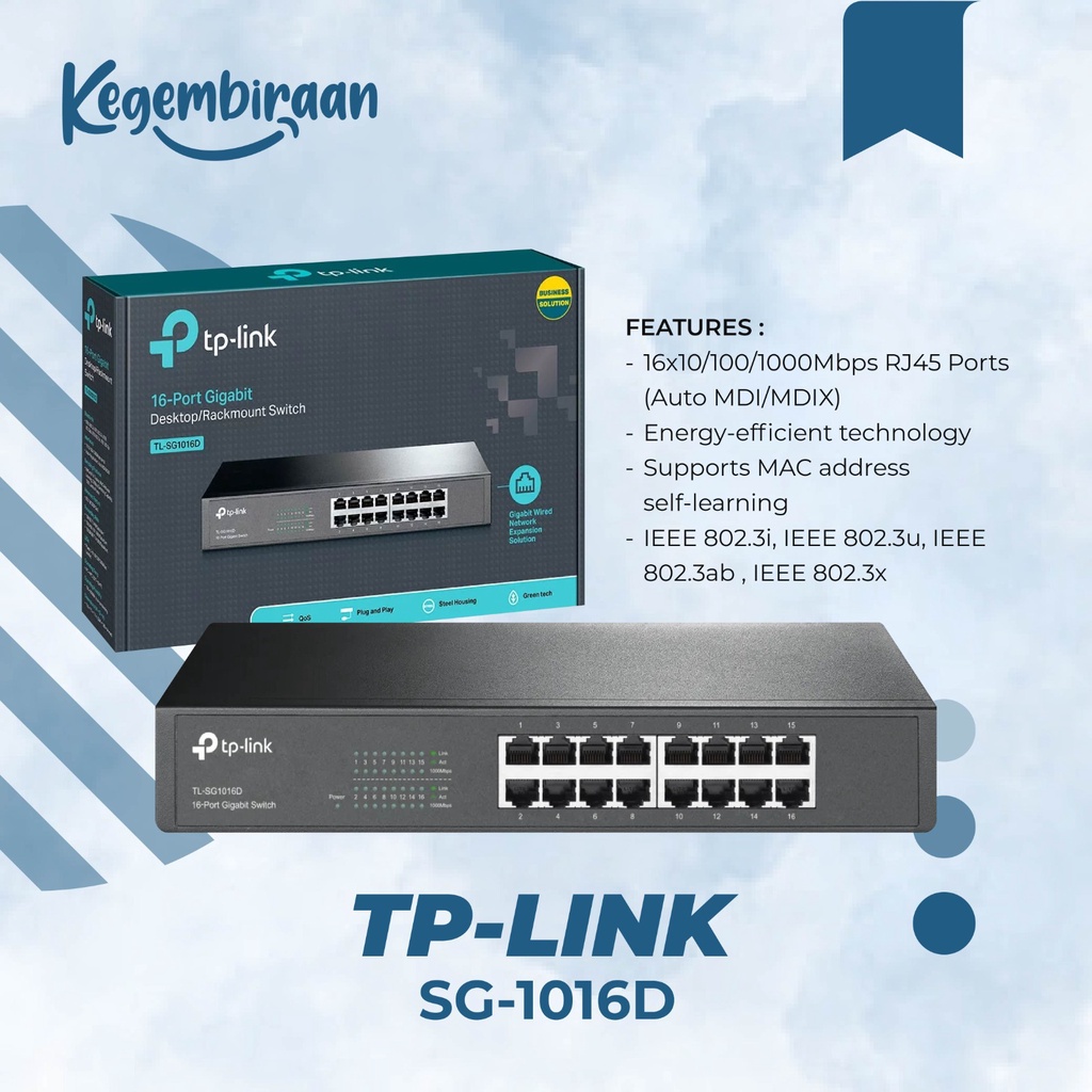 Jual Switch Hub 16 Port TP-Link TL-SG1016D Gigabit Desktop/Rackmount ...