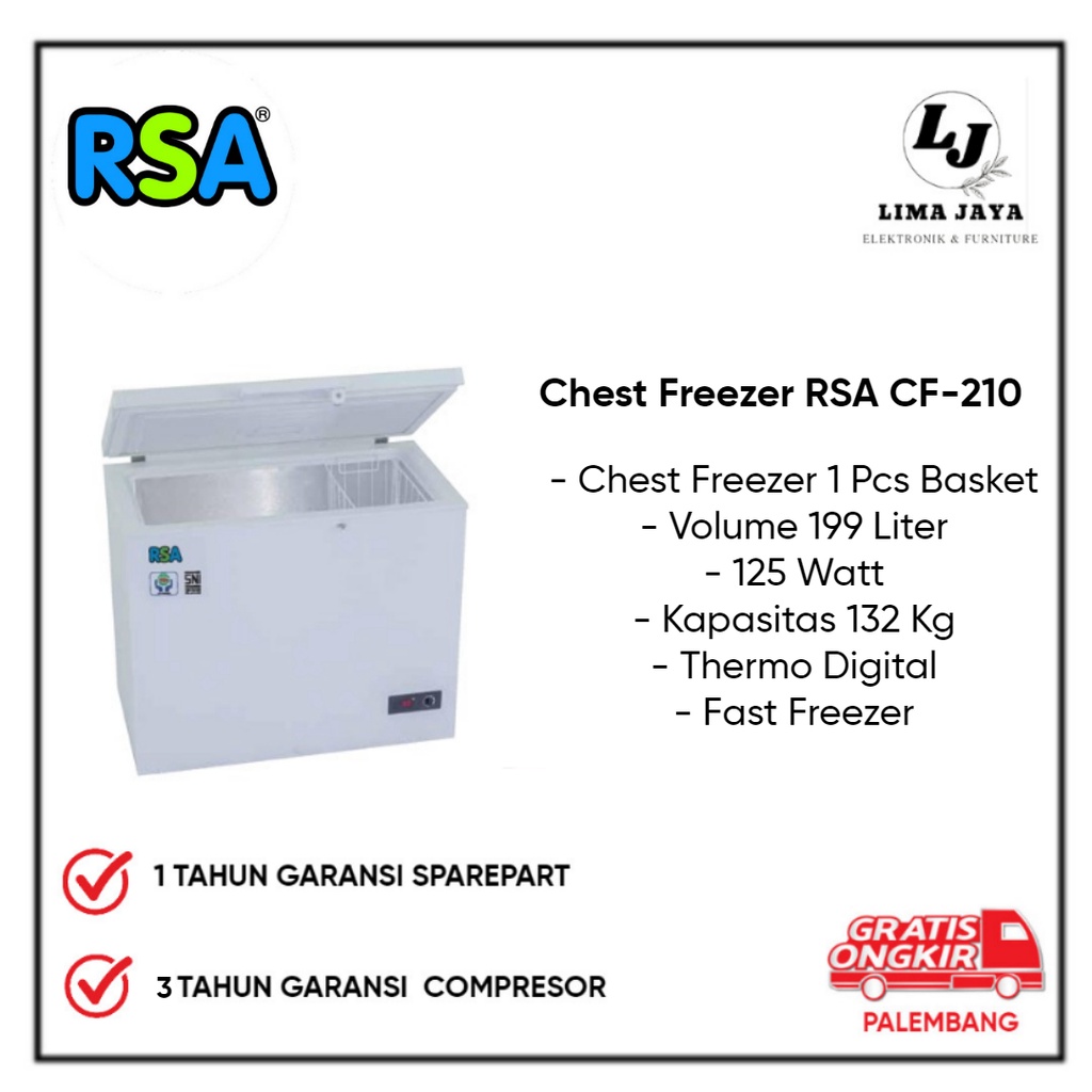 Jual Chest Freezer RSA CF-210 Freezer Box Lemari Pembeku RSA | Shopee ...