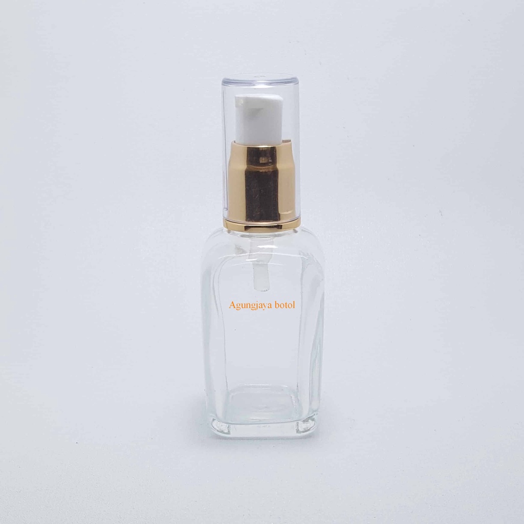 Jual Botol Kaca Square 50 Ml Clear Original Tutup Pump Treatment ...