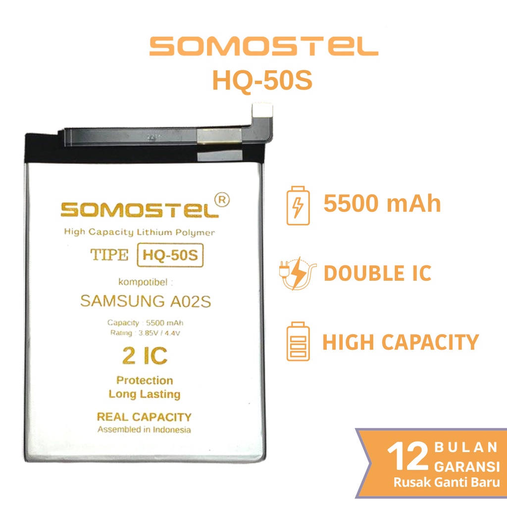 Jual Somostel - HQ-50S Samsung A02s / A03 / A03S Batre Batrai Baterai ...