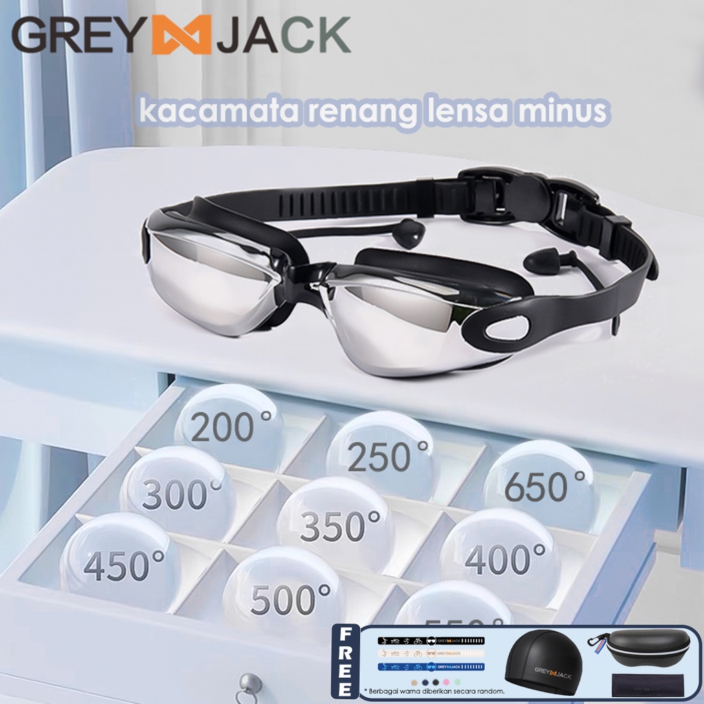 Jual Grey Jack Kacamata Renang Lensa HD Minus Dewasa Anti Fog TR90+Silicone Swimming Goggles ...