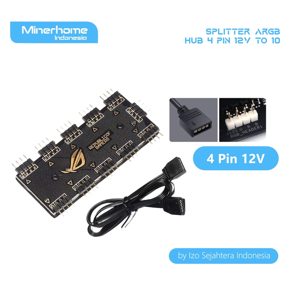 Jual RGB Splitter 4pin to x10 Led Strip Fan Hub Led | Shopee Indonesia