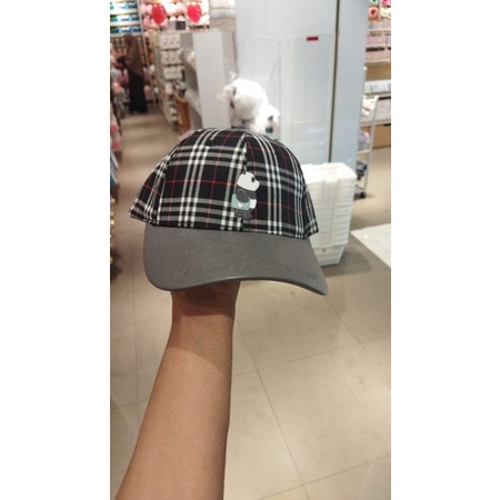 Jual Miniso X We Bare Bears Collection Checked Baseball Cap - Panda ...