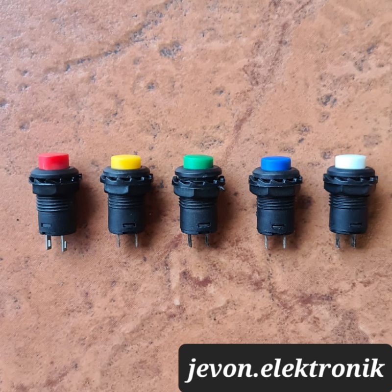 Jual Saklar Tombol Button Push On Off Hitam Tanggung Warna Merah Kuning ...