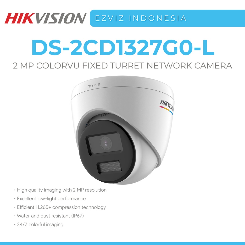 Jual HIKVISION DS-2CD1327G0-L Hikvision 2MP ColorVu Turret Network ...