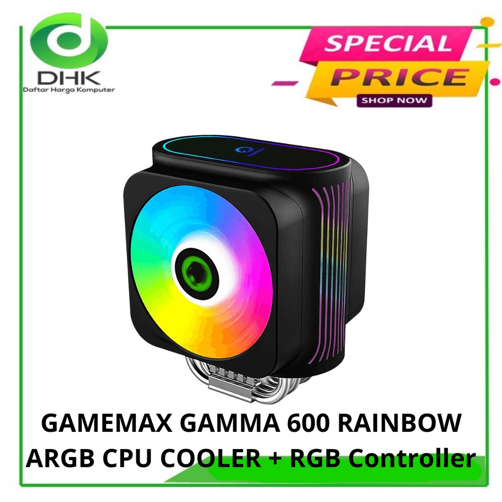 Jual GAMEMAX GAMMA 600 RAINBOW ARGB CPU COOLER + RGB Controller ...
