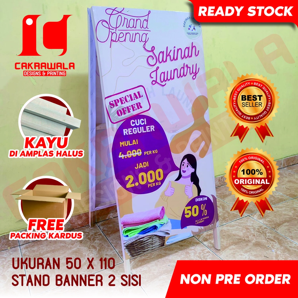 Jual STAND BANNER KAYU GRAND OPENING LAUDRY UKURAN 50 X 110 - STANDING ...