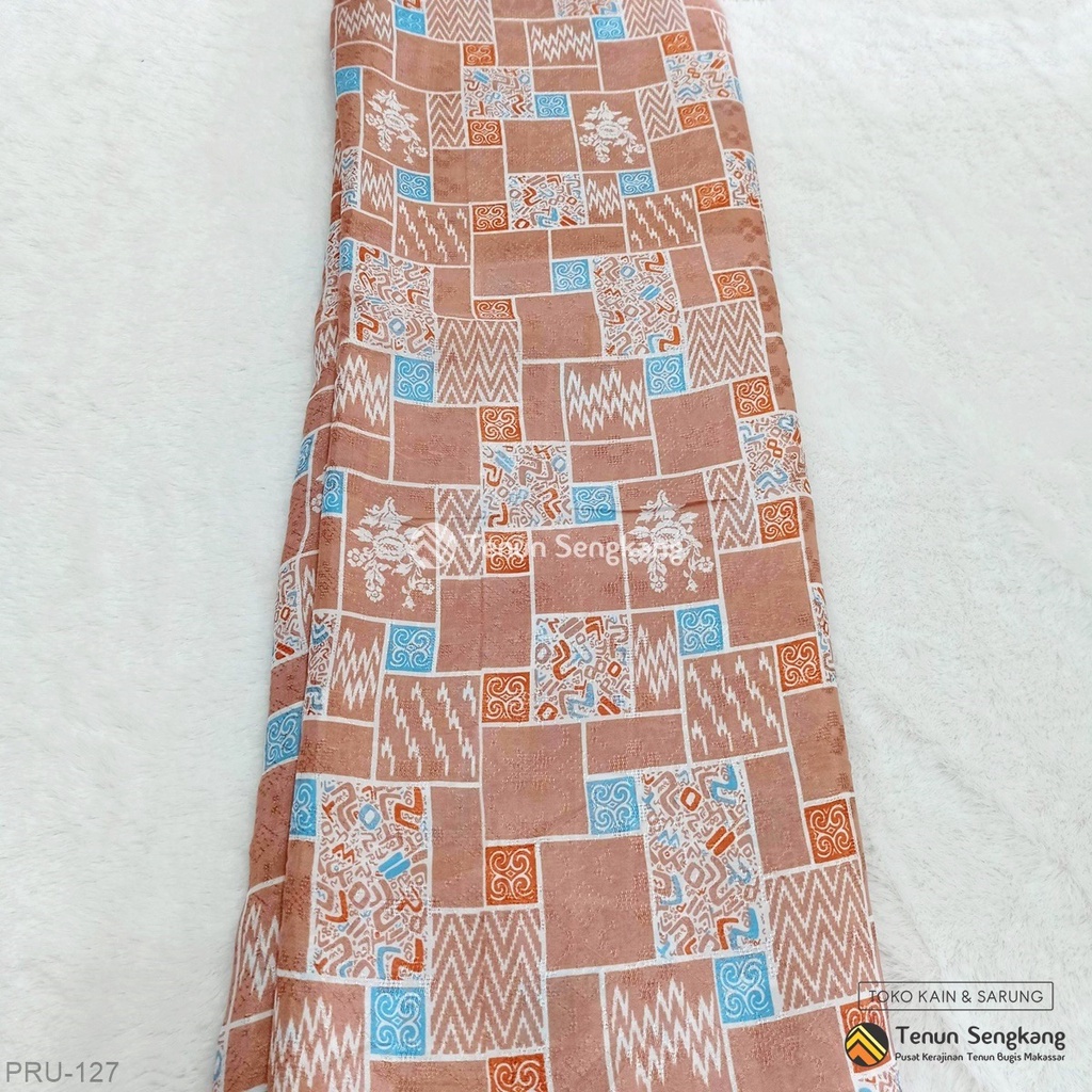 Jual Kain Tenun Dobby Batik Sutra Bugis Makassar Cokelat Muda - Tenun Sengkang PRU-127 (Harga ...