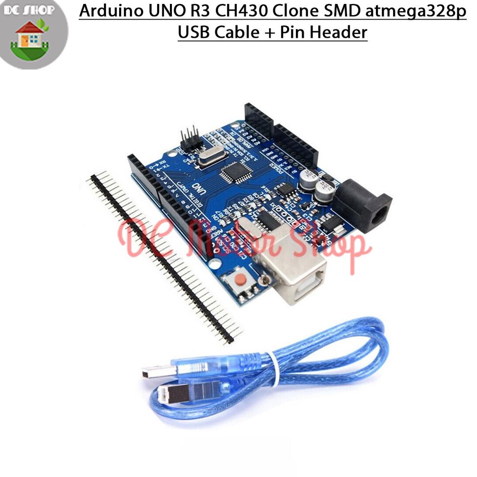 Jual Laris ` Arduino UNO R3 CH340 Clone SMD atmega328p + USB Cable + Pin Header | Shopee Indonesia