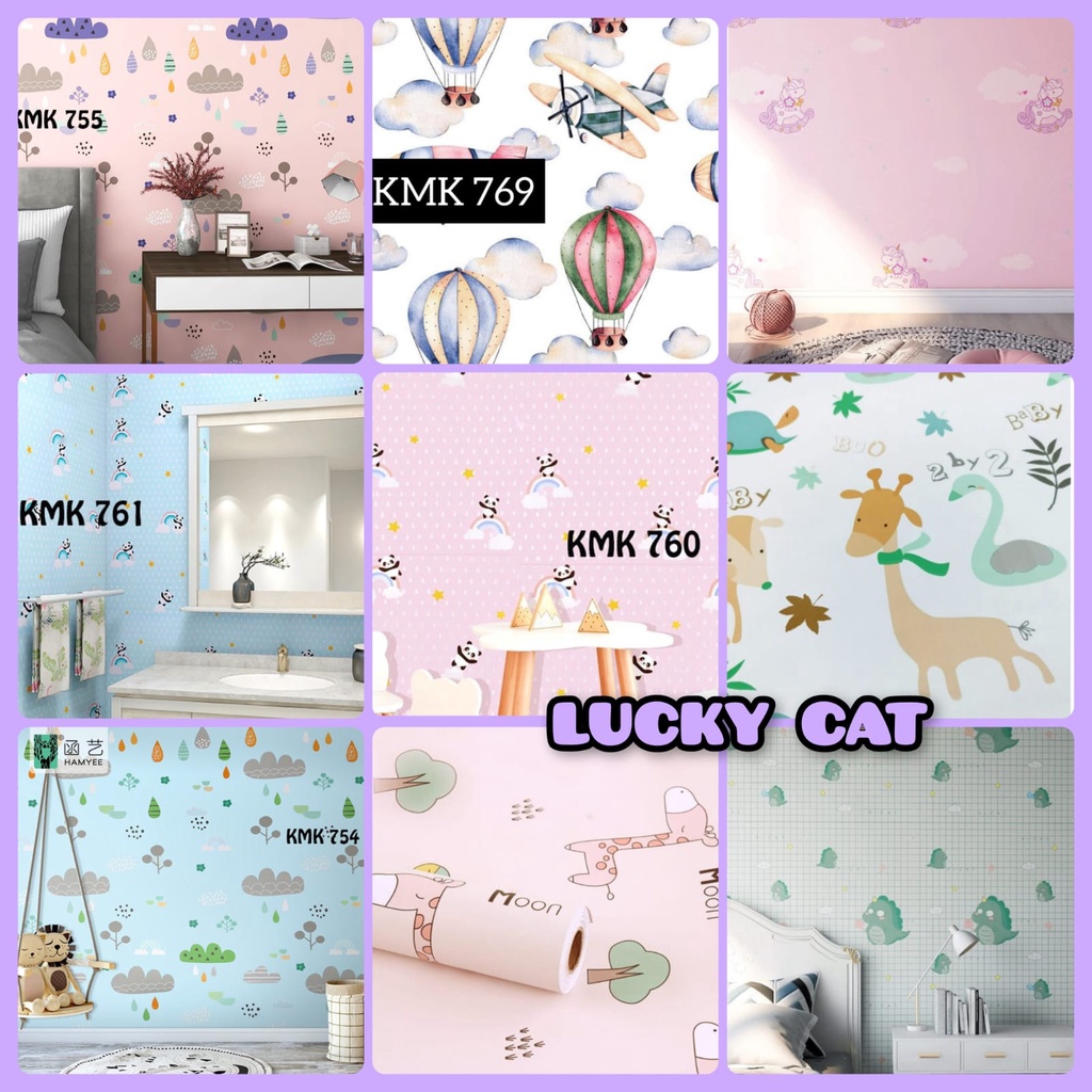 Jual LUCKY CAT - WALLPAPER DINDING ANAK KARTUN | STIKER DINDING KARTUN | WALLPAPER POLOS WARNA ...
