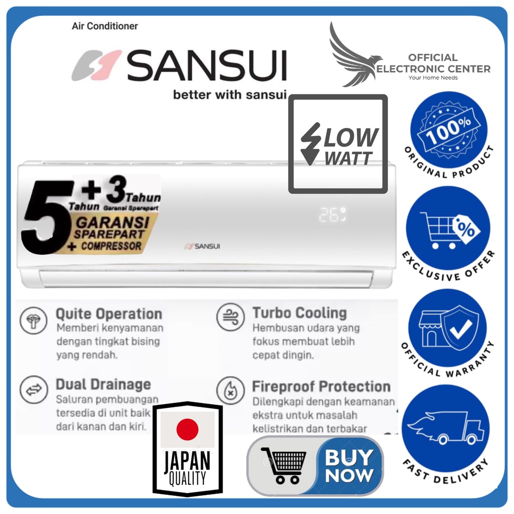 Jual AC SANSUI STANDARD 1 PK L09S2 L 09S2 LOW WATT SUPER COOLING JAPAN ...