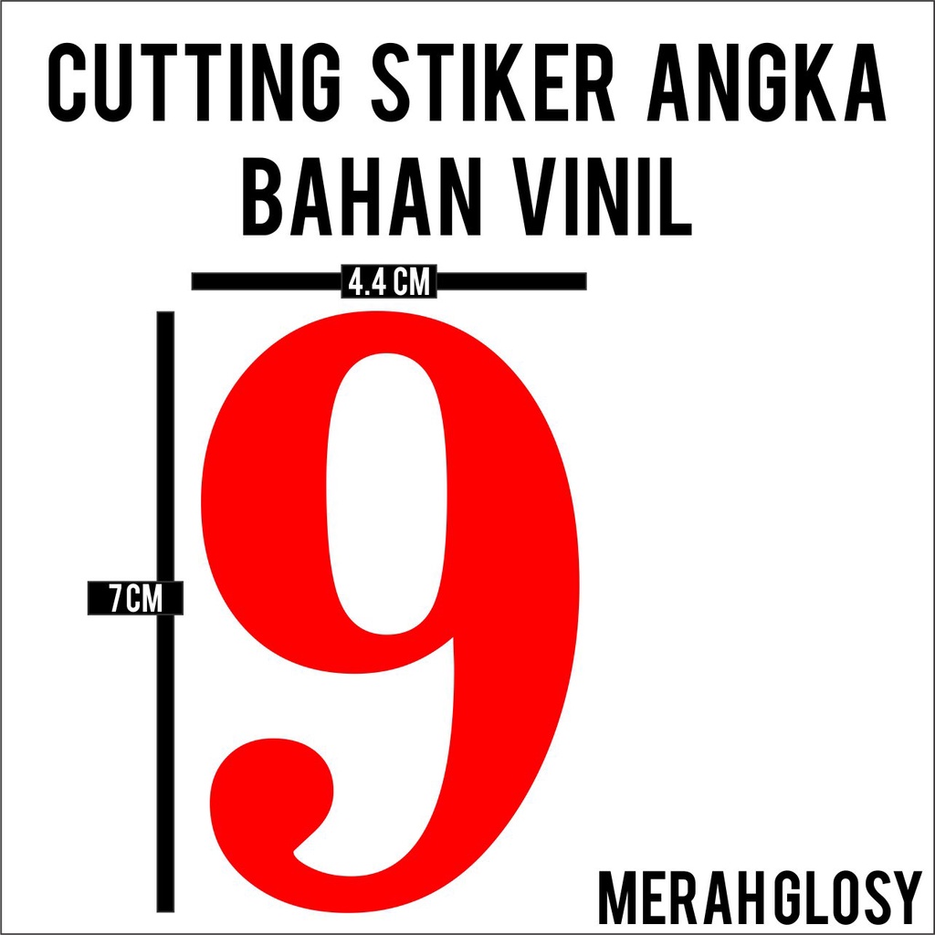 Jual sticker cutting angka warna merah glossy satuan - cutting stiker ...