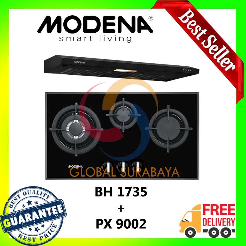 Jual PAKET KOMPOR MODENA BH 1735 + COOKER HOOD PX 9002 | Shopee Indonesia