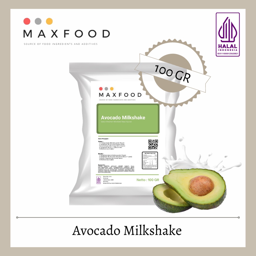 Jual MAXFOOD - Avocado Milkshake / Bubuk Minuman Milkshake Rasa Alpukat 100 GR | Shopee Indonesia