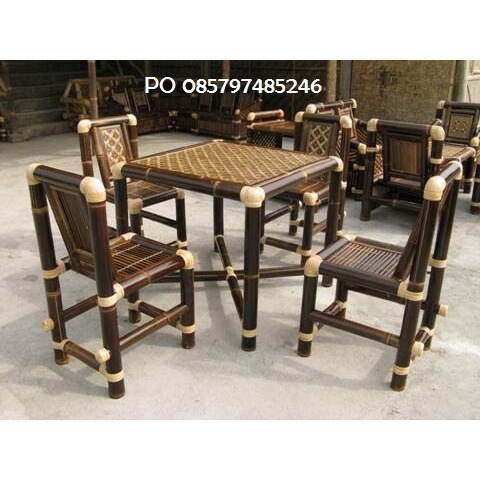 Jual PO GRATIS ONGKIR COD VRINO FURNITURE FULL SET MEJA MAKAN BAMBU ...