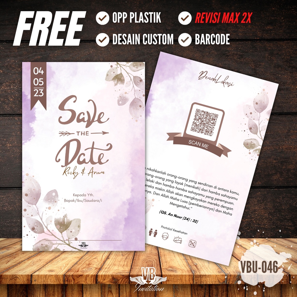 Jual PROSES CEPAT CETAK UNDANGAN WEDDING TEMA UNGU LILAC CANTIK ...