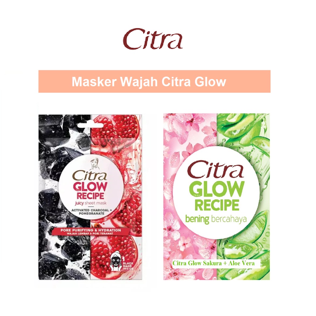 Jual CITRA Glow Recipe Juicy Sheet Mask Activated (Charcoal+Pomegranate ...