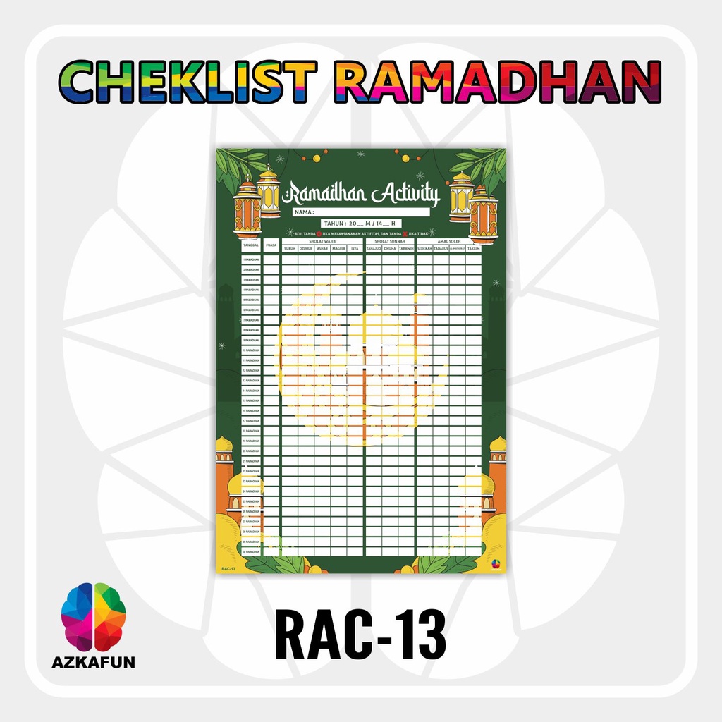Jual Poster Checklist EDISI RAMADHAN ACTIVITY - Ceklist Aktifitas ...