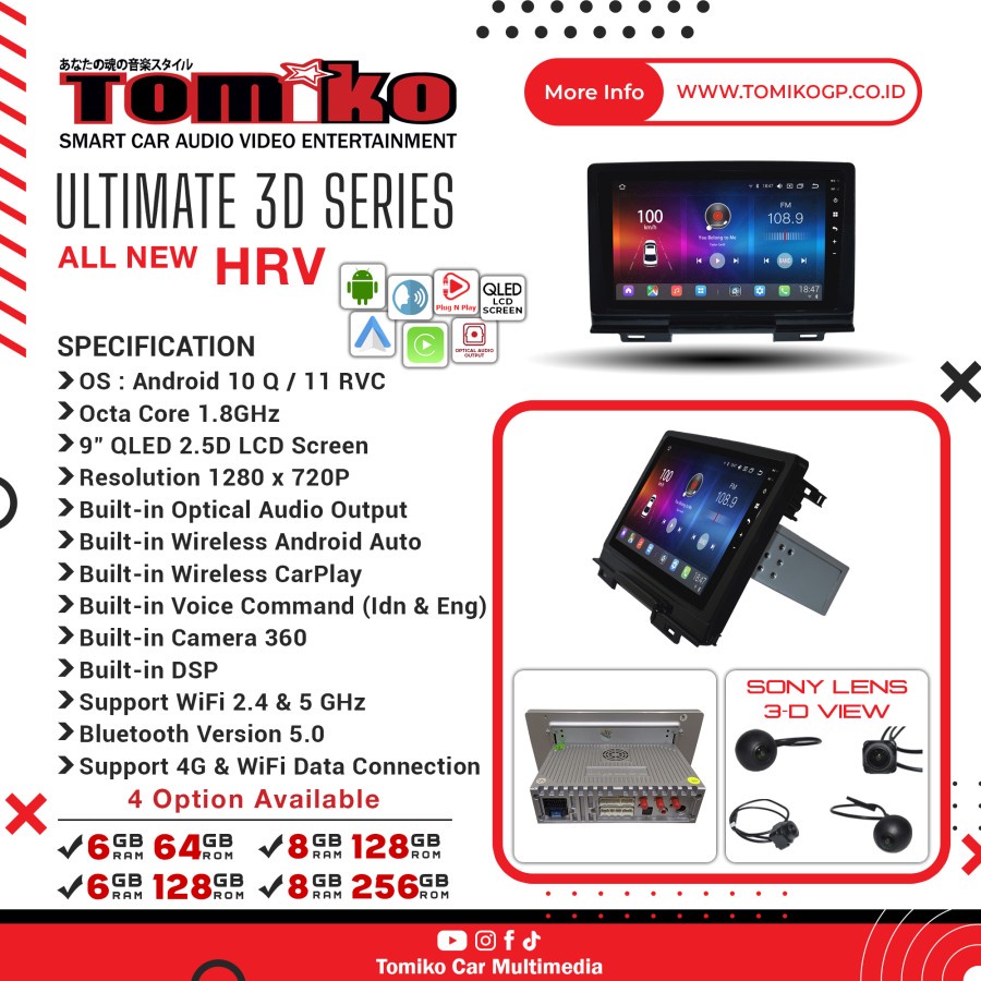 Jual Head Unit Android Tomiko OEM Ultimate 3D Series for Honda All New ...