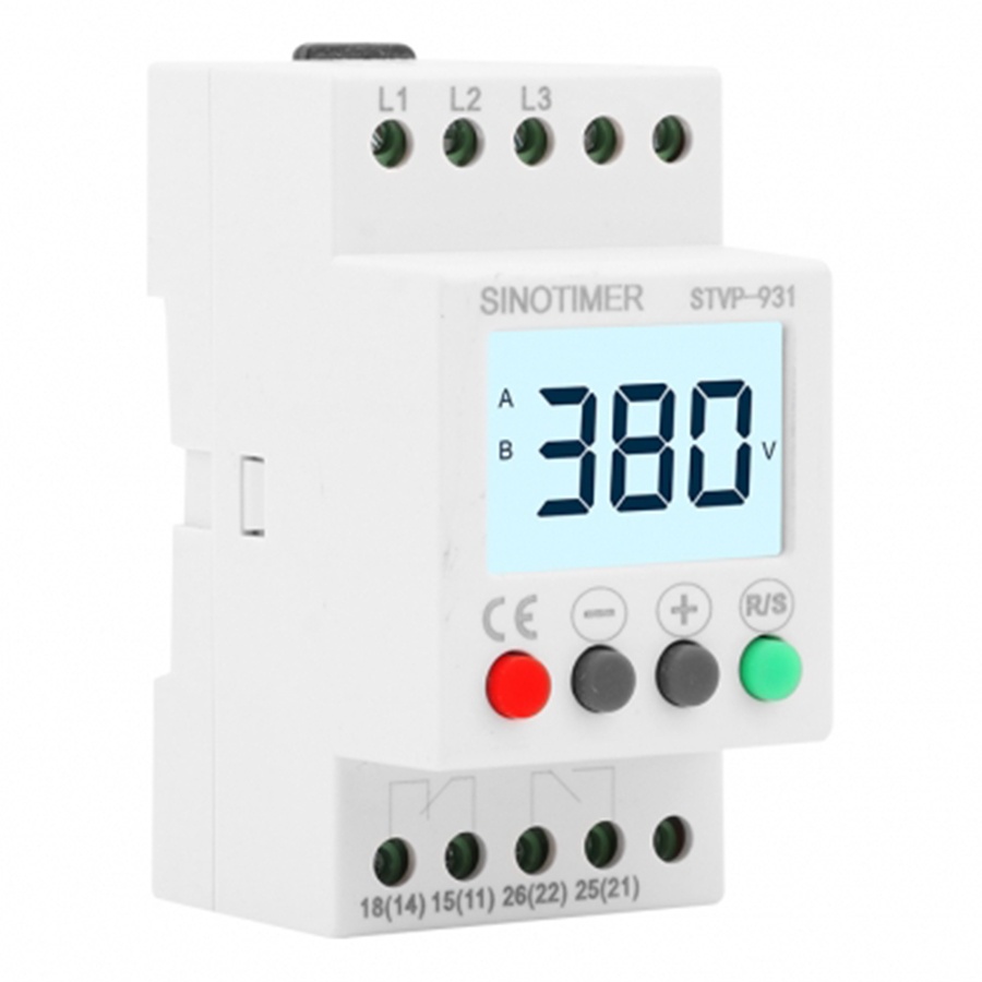 Jual Under Over Voltage Protector 3 Phase Monitor Relay LCD 300-500VAC ...