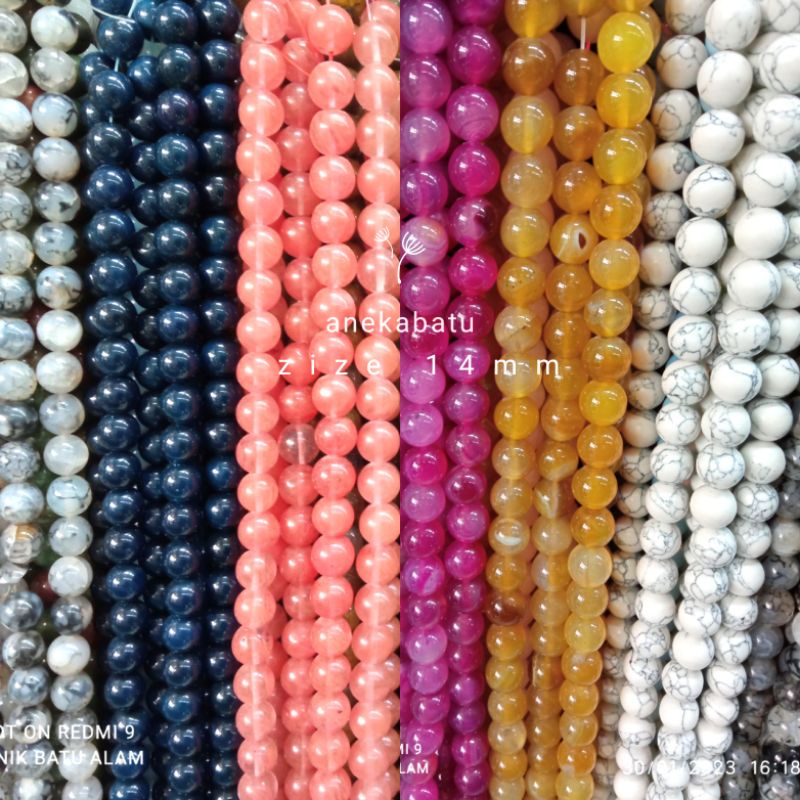 Jual MANIK BATU ALAM MODEL BULAT SIZE 14MM BAHAN GELANG,KALUNG,BROS DLL ...