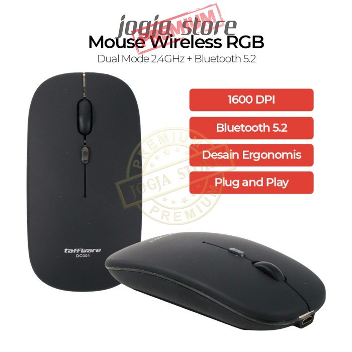 Jual Mouse Bluetooth & Wireless Mouse Slim RGB Dual 2.4GHz + Bluetooth ...