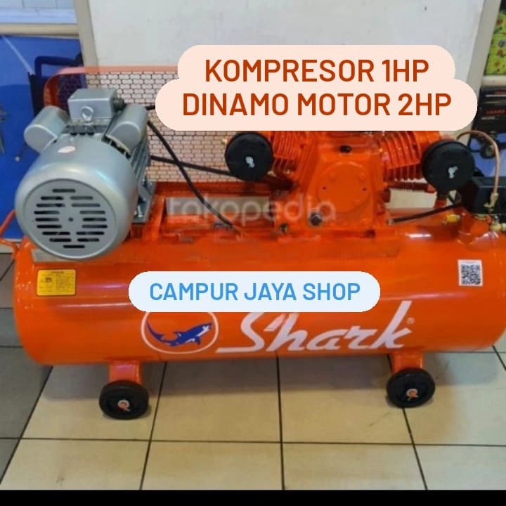 Jual Paket Kompresor 1 Hp 1 PK Shark Dinamo Motor 2Hp 2Pk Penggerak ...