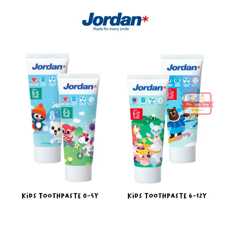 Jual Jordan Kids Toothpaste Step 1 (0-5 Years) / Step 2 (6-12 Years ...