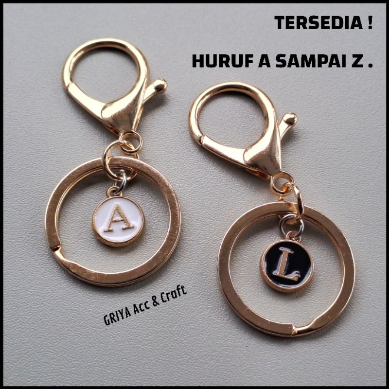Jual Gantungan Kunci Inisial Nama Huruf Epoxy Gold Stylish Keychain ...