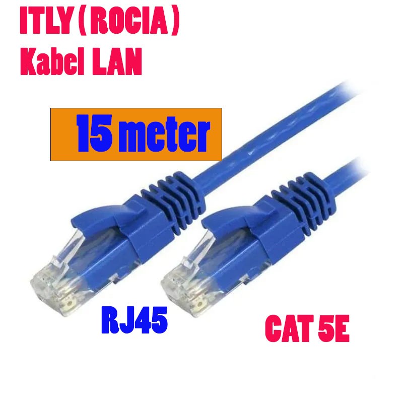 Jual Kabel internet 15 meter ROCIA RJ45 LAN UTP 15m BIRU cat 5e siap ...