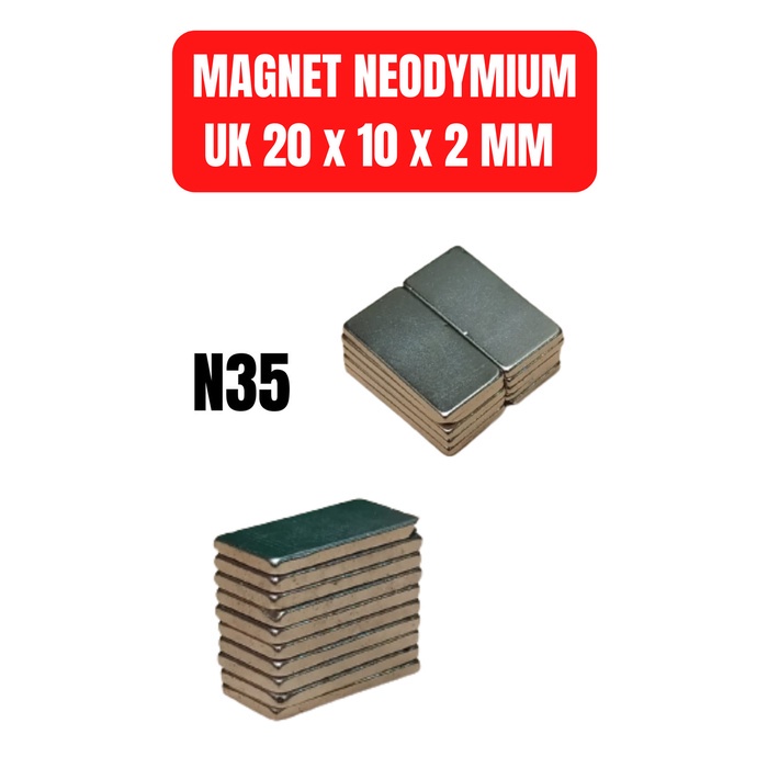 Jual Magnet Neodymium 20x10x2 mm N35 Rectangle | Shopee Indonesia