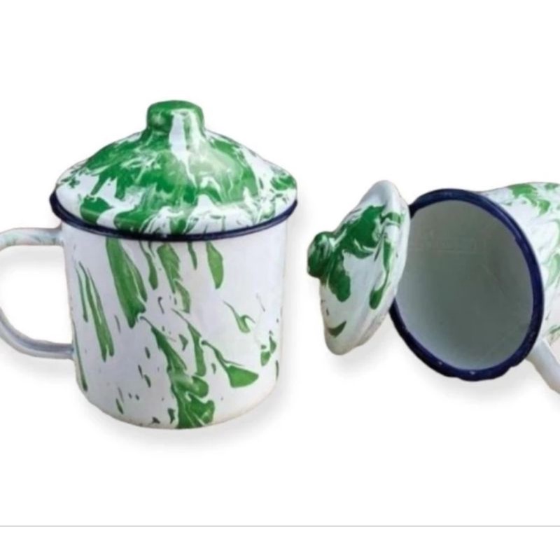 Jual mug enamel burik blirik loreng gelas cangkir kopi teh jadul ...