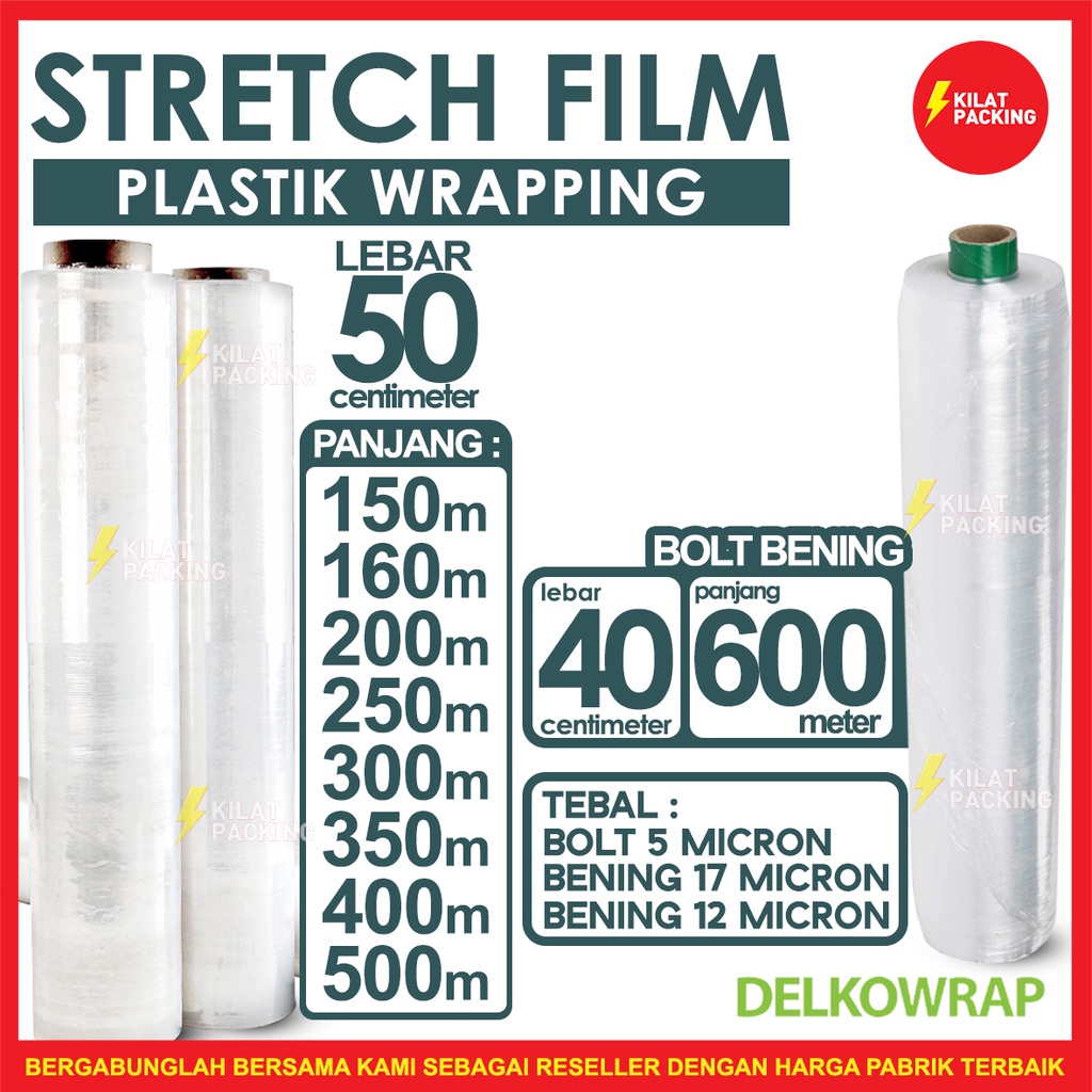 Jual STRETCH FILM MURAH PLASTIK WRAPPING PLASTIK WRAP PLASTIK PEMBUNGKUS DELKOWRAP | Shopee ...