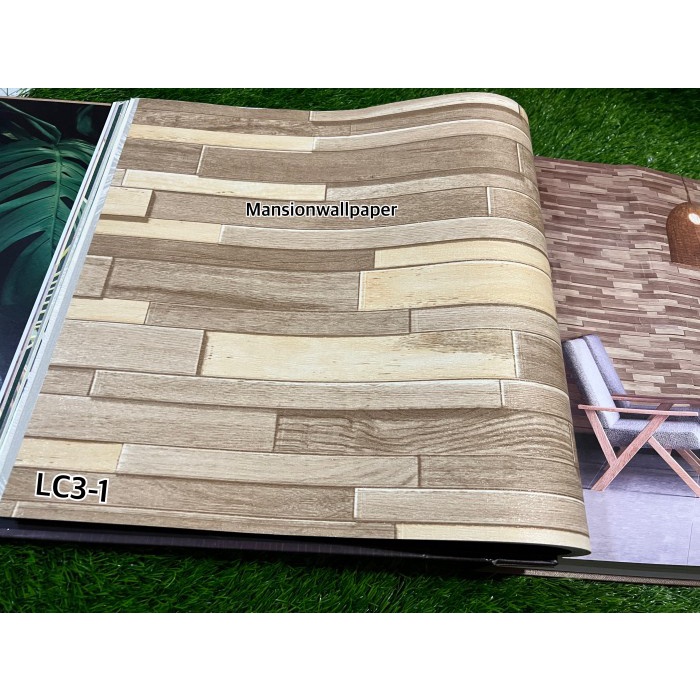 Jual Wallpaper Dinding Motif Papan Kayu Coklat Abu Horizontal Natural ...