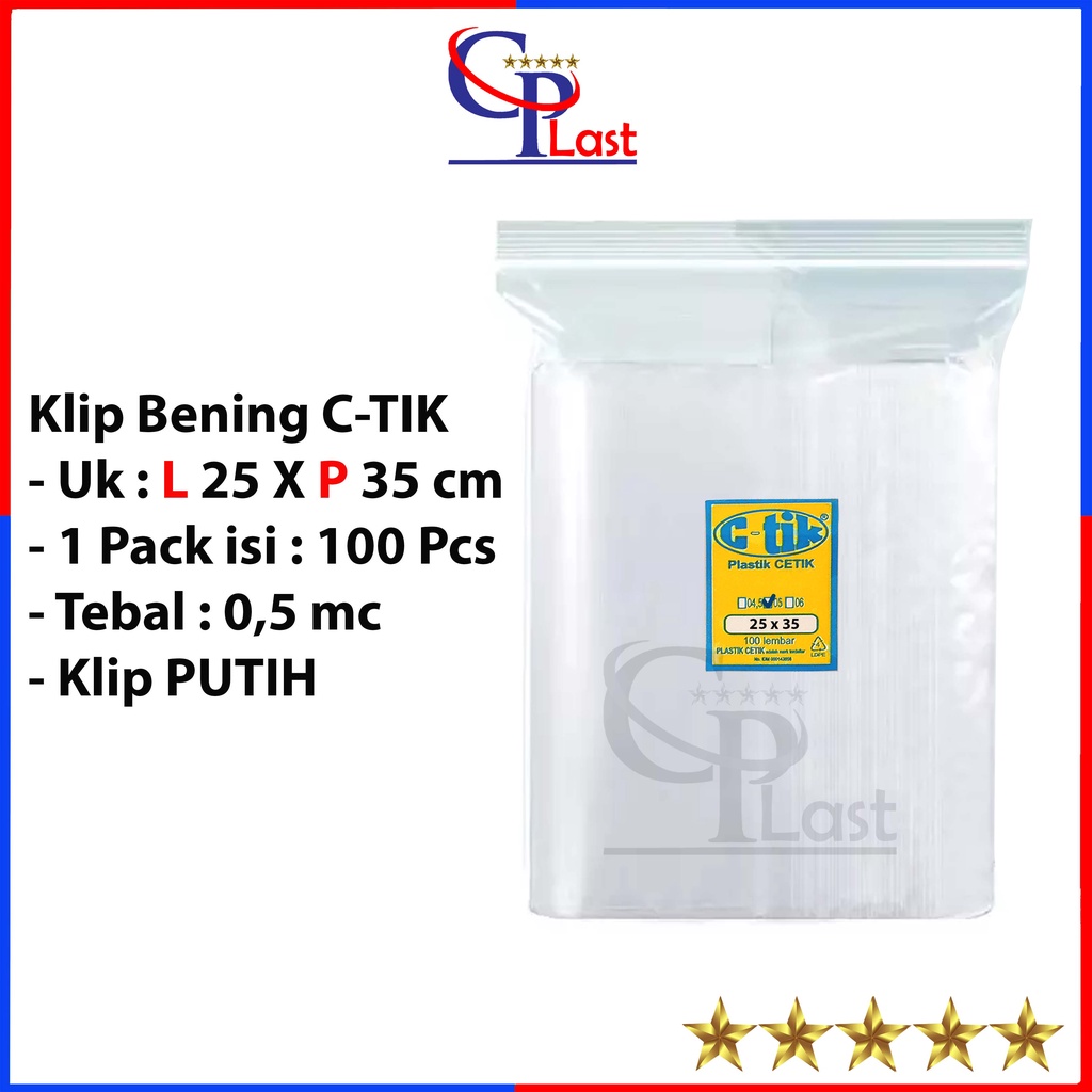 Jual Plastik KLIP BENING 25X35 cm C-TIK isi 100 Lembar / Plastik Klip ...