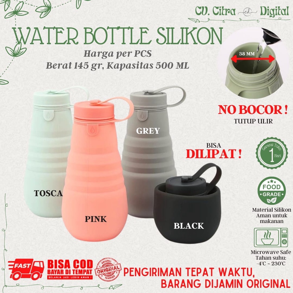 Jual Botol Minum Lipat / Foldable Bottle Premium / Botol Lipat Silikon ...