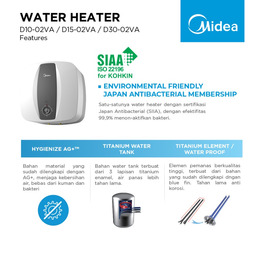 Jual Midea Water Heater D10-02VA Pemanas Air 10 Liter Putih | Shopee Indonesia