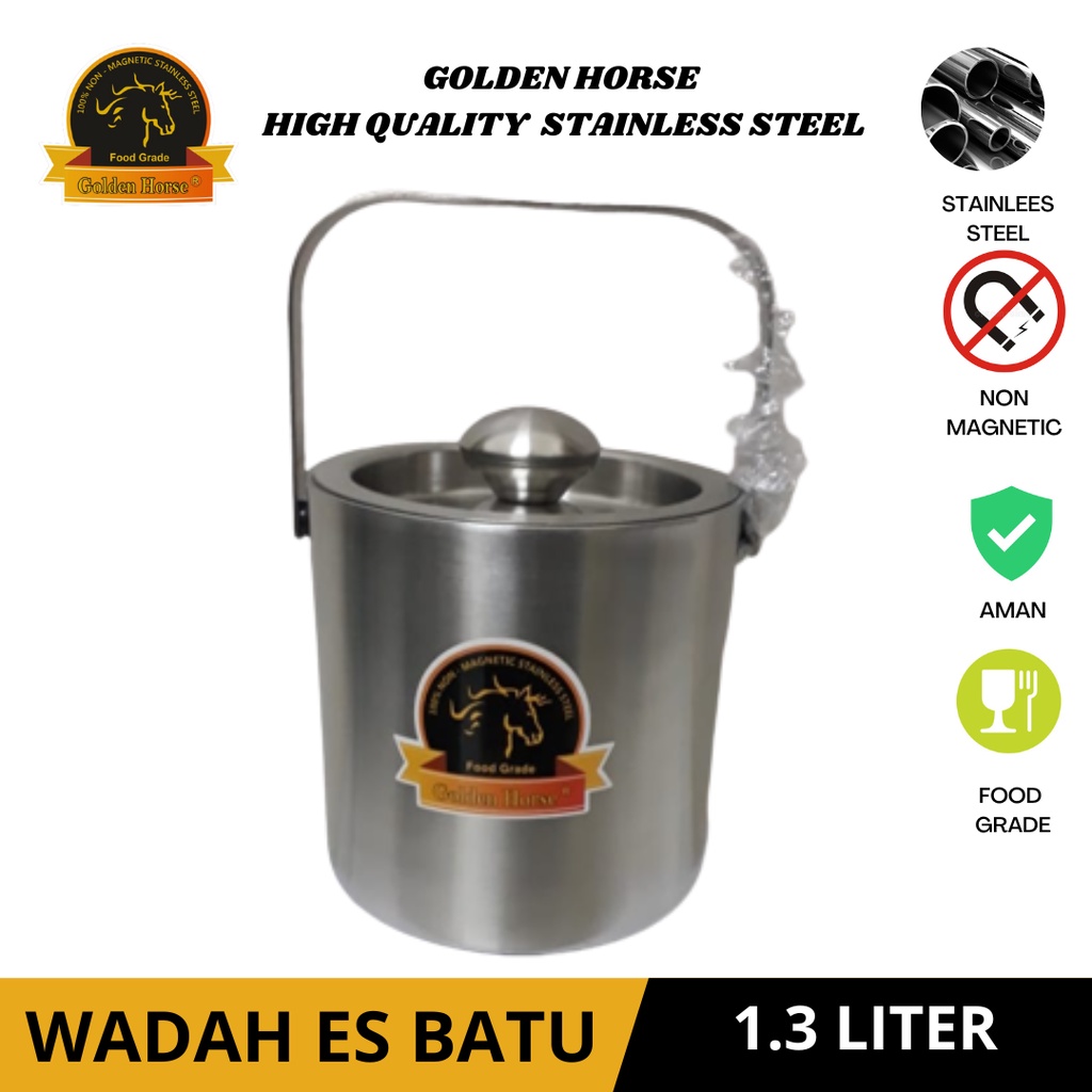 Jual Tempat Es Batu/Ice Bucket Stainless Steel Beku Tahan Lama golden ...