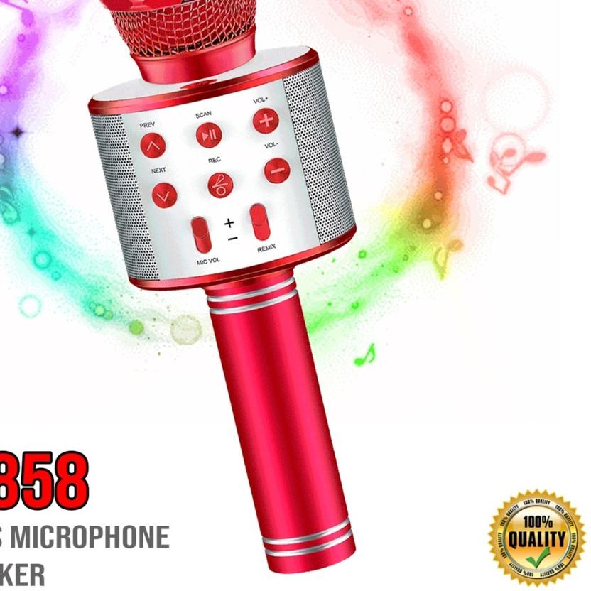 Jual Mic Karaoke WS858 Bluetooth Microphone Speaker KTV Mic Bluetooth WS 858 Smule Karaoke ...
