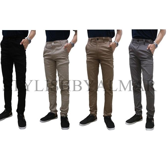 Jual HARGA BERSAHABAT Celana chino panjang pria cowok slim fit ukuran jumbo big size bahan melar ...