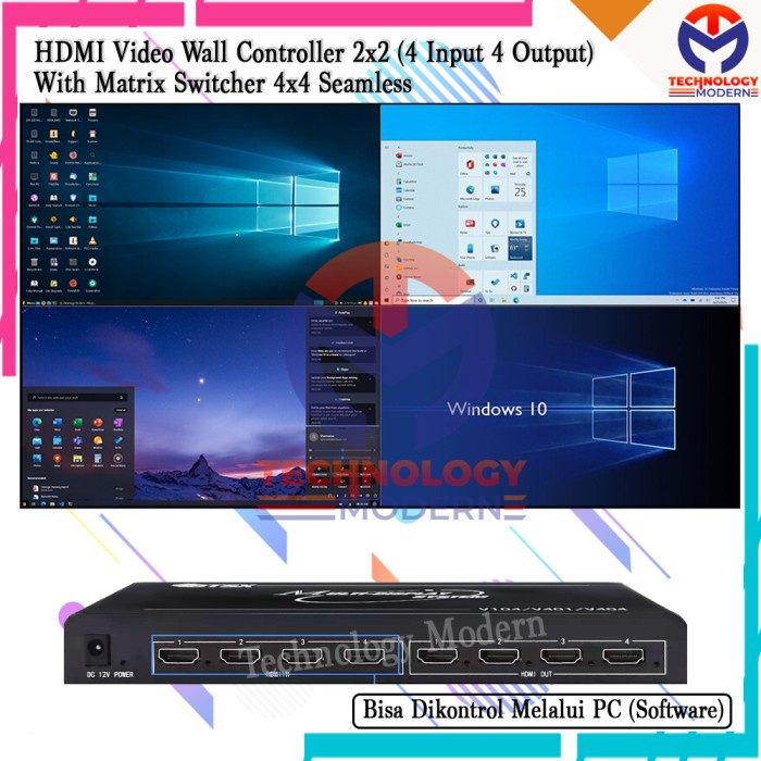 Jual 2x2 Video Wall Controller For 4 TV (4 Input 4 Output) With Matrix 4x4 | Shopee Indonesia