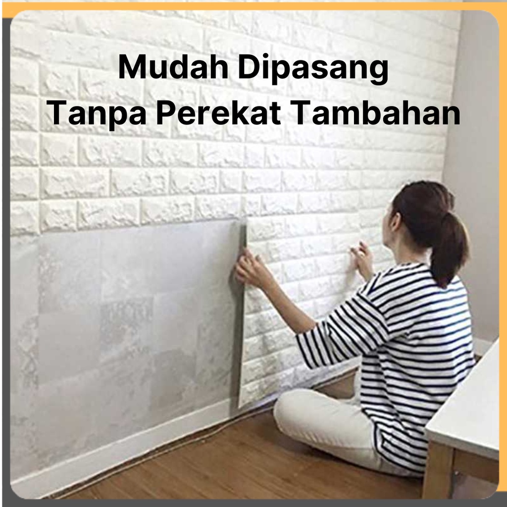 Jual Stiker Wallpaper Dinding 3D Model Bata Embosed 77x70 CM | Shopee ...